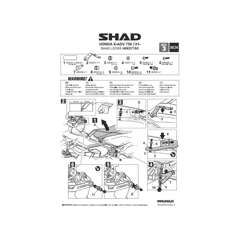 Shad Locks H0XD71SC blocca manubrio Honda X-ADV 750