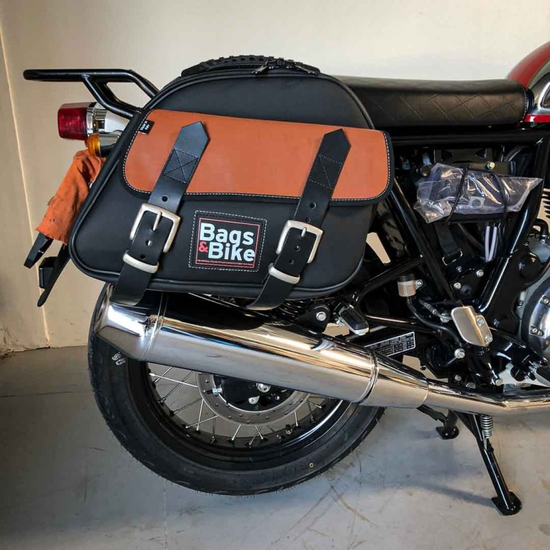 Borse Laterali Explorer Nera E Cuoio Royal Enfield Interceptor E Continental